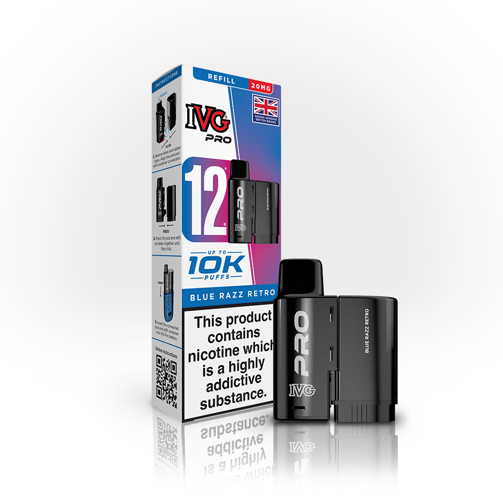 Blue Razz Retro IVG PRO 12 Refill | Up to 10k Puffs | £7.95